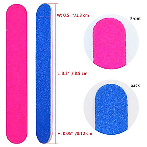 Wobe 100 pcs Disposable Nail Files Double Sided Emery Boards Manicure Tools, Blue and Pink Nail Buffering Files Emery Boards Pedicure Tools Set Home or Professional Beauty Care