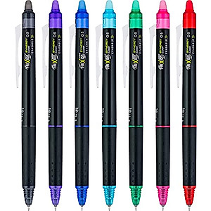 PILOT Pen 17478 FriXion Synergy Clicker Erasable, Refillable & Retractable Gel Ink Pens, Extra Fine Point, Assorted Ink Colors, 7-Pack