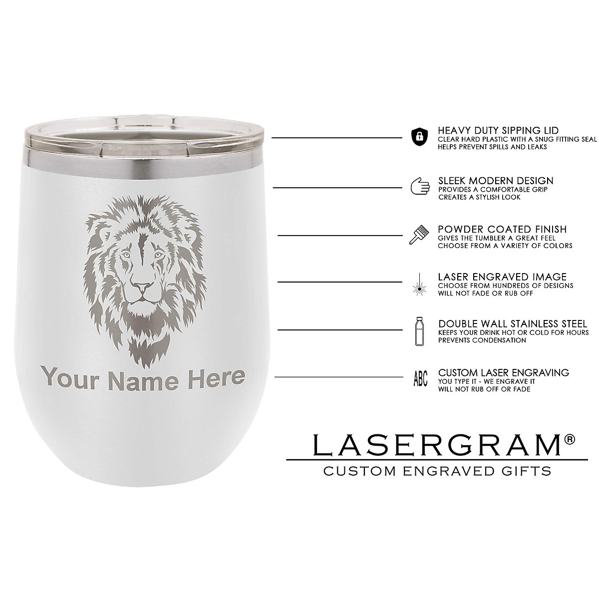 SkunkWerkz Wine Glass Tumbler, Bulldog Dog, Personalized Engraving Included (White)