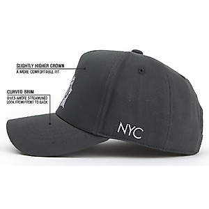 Flipper NY NYC New York City Statue of Liberty Logo Structured Cotton Ballcap Baseball Cap Adjustable Snapback Hat (Small ~ Medium, Charcoal)