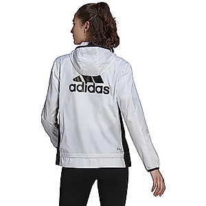adidas Women's Logo Running Windbreaker, White/Black, Small