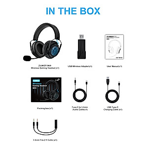 ZIUMIER Wireless Gaming Headset - Low Latency 2.4G Wireless + Bluetooth Gaming Headphones for PC, PS5, PS4, Switch, Mobile - Noise Cancelling Microphone - 50mm Drivers - USB-C Charging (Black)