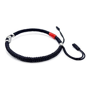 LAMIBEE Initial Letter Bracelet, Protection and Lucky String Bracelet, Black Red Bracelet with Inspirational Card, Heart Link Bracelet for Men, Women, Friendship (Letter C)