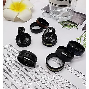 FINZOR 16Pcs Stainless Steel Fidget Band Rings for Men Women Spinner Ring Cool Rings Wedding Promise Band Ring Jewelry Set Size 10