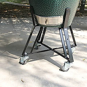 Rolling Cart Nest for Large Big Green Egg with Heavy Duty Locking Caster Wheels Powder Coated Steel Rolling Outdoor Cart Rolling Nest Big Green Egg Smoker Kamado Joe Grill Stand Accessories
