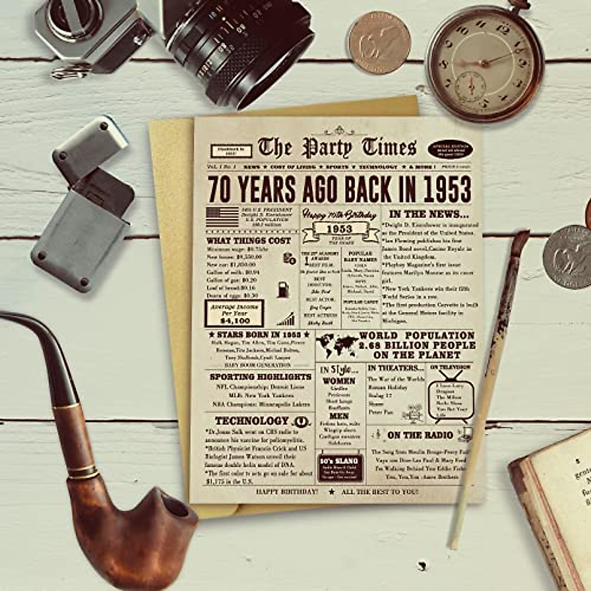 Giant 70th Birthday Card Decorations for Him Her, Cheers to 70 Years Old Birthday Ideas for Mom Dad, Happy 70th Birthday Gifts for Wife Husband, Gifts for 70 Birthday Party, Funny 1953 Bday Gift for Parents