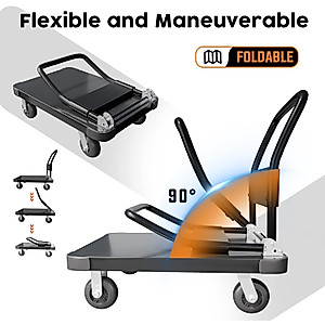 Steel Platform Truck Heavy Duty Flatbed Cart, 2200Lbs Push Cart Dolly, 36 x 24in Moving Flat Cart with 5'' Swivel Wheels