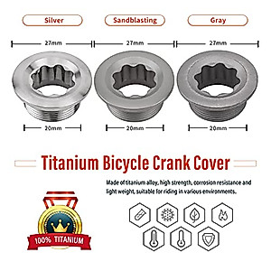 TiTo Titanium Bike Crank Cover M20 Screw Titanium Alloy Bicycle Crank Arm Fixing Bolt Thread Cover Cap for Road Bike MTB（Sandblasting）