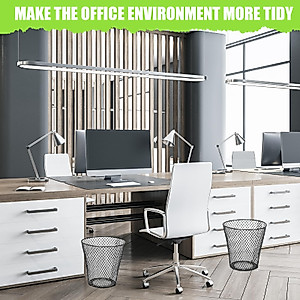 Generic 10 Pack 11inch Black Round Waste Basket,Wire Mesh Desk Metal Trash Garbage Can Wastebasket Recycling Trash Bins Garbage Container for Bedroom Office School, brown