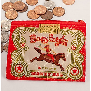 Blue Q Coin Purse, Boss Lady. Made from 95% recycled material, the ultimate little zipper bag to corral cash, credit cards, ear buds, gift cards, stamps, coins. 3"h x 4"w.