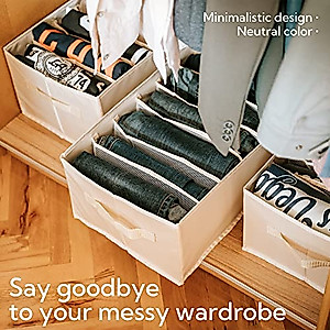 NEATR Clothes Organizer for Folded Clothes, 2 Pieces, Upgraded Wardrobe Clothing, Foldable Pants Closet, Clothing & Storage Jeans, t-shirt, Beige