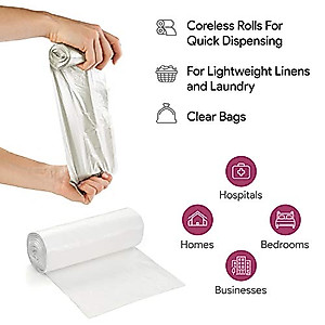 20-30 Gallon Clear Garbage Can Liners, 50 Count - Medium - Large Trash Can Liners - High Density, Thin, Lightweight, 10 Microns - For Office, Home, Hospital, Wastebaskets - 2 Coreless Rolls