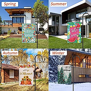 Garden Flag Holder Stand and Shepherds Hooks, 48 Inch Height with 1/2 Inch Thick Metal Garden Flag Pole-Outdoor Lawn Yard Flag Holder Stake for Small Flag 12x18, Solar Lights-Mini Flag Holder (1)