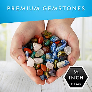 NATIONAL GEOGRAPHIC Premium Polished Stones - 2 Pounds of 3/4-Inch Tumbled Stones and Crystals Bulk, 4500+ Carats, Gemstones for Kids, Rock and Mineral Kit, STEM Toys