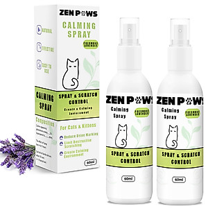 Zenpaws Cat Phermone Calming Spray - Quickly Relieve Stress - Reduces Scratching Furniture, Peeing, Marking, Anxiety - Supports Relief for Fireworks, Travel, Vet Visits 60ml