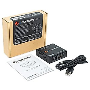 4K HDMI Splitter 1 in 2 out 1X2 Powered Splitter for Dual Monitors by J-Tech Digital Power Adaptor included [JTD-MINI-1X2SP]