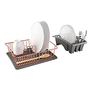 Metaltex Aquatex Copper Dish Drainer with Tray, Metal, Copper, 35x30x12 cm