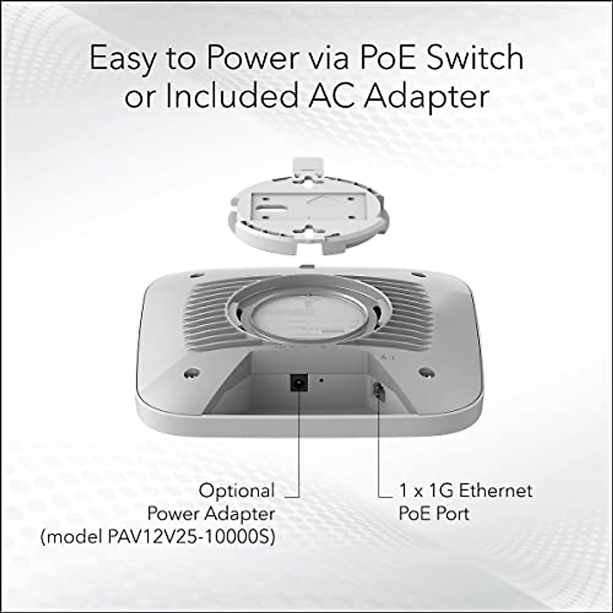 NETGEAR Wireless Desktop Access Point (WAX214PA) - WiFi 6 Dual-Band AX1800 Speed | 1 x 1G Ethernet PoE Port | 802.11ax | WPA3 Security | Up to 4 Separate SSID Networks | with Power Adapter