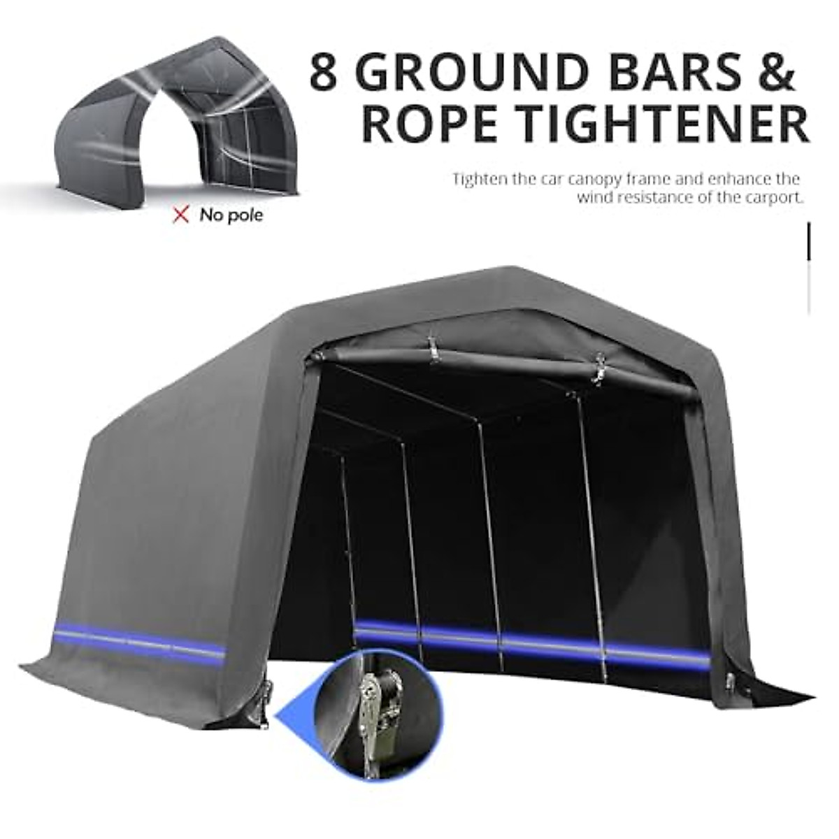 KING BIRD 10' x 20' Heavy Duty Anti-Snow Carport Outdoor Instant Garage Car Canopy with Reinforced Ground Bars