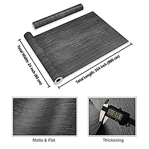 CRE8TIVE 24"x354" Dark Grey Wood Wallpaper Peel and Stick Large Size Self Adhesive Wood Grain Contact Paper Countertops Waterproof Thickened Distressed Wood Vinyl Wrap for Kitchen Cabinets Furniture