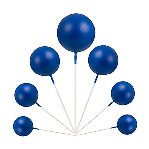 Gyufise 30Pcs Ball Cake Toppers Balls Cupcake Toppers Foam Ball Shaped Cake Picks DIY Balloons Cake Insert Topper for Wedding Enagement Baby Shower Birthday Party Cake Decorations Supplies Royal Blue