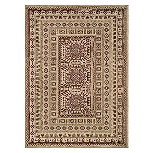 Lahome Mandala Easy Jute Area Rug -5 x 7 Farmhouse Rugs for Living Room Ultra-Thin Washable Natural Bedroom Rugs Non-Shedding Sisal Carpet Outdoor Jute Rugs for Patio Dining Room (5'x 7',Beige)