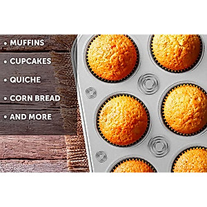 DecorRack 2 Pack Non-Stick Muffin Pans, 6-Cup, Bakeware for Baking Cupcakes (Pack of 2)