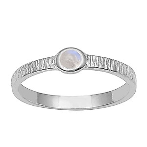 Shine Jewel Mini Rainbow Moonstone 925 Sterling Silver Stackable Women Engagement Ring (8.5)