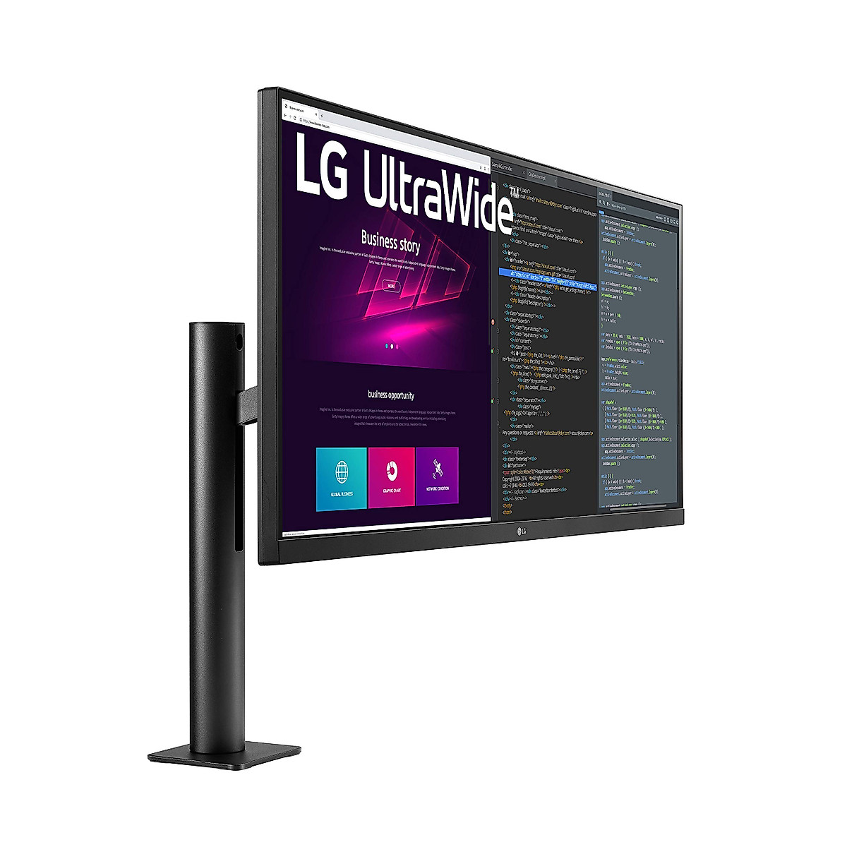 LG 34WN780-B 34 Inch 21:9 UltraWide QHD (3440 x 1440) Display Ergo with 3-Side Virtually Borderless Design and AMD FreeSync - Black (Renewed)