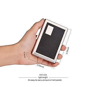 EASTNIGHTS RFID Credit Card Holder Metal Wallet Stainless Steel and Pu Leather Credit Card Protector Case for Men or Women (black)