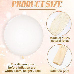 2 Pcs 72 Inch Giant Balloons Round Latex Large Human Egg Balloon Jumbo Balloons Inflatable Air Decorations for Birthday Party Baby Shower Wedding (White)