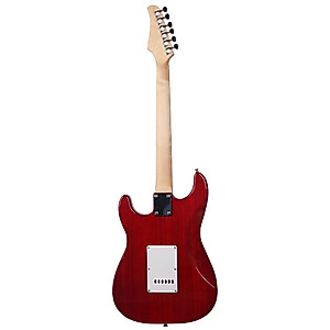 38 Inch Electric Guitar, Rosewood Fingerboard Electric Guitar, w/Picks, Strap, Cord, Bag, Tremolo Arm, for Beginner and Intermediate Performer (Sunset Red)