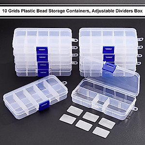 NBEADS 10 Pcs 10 Grids Plastic Organizer Box, Clear Plastic Jewelry Dividers Box Organizer Mini Tackle Boxes Jewelry Storage Container for Beads Small Items Findings Storage, 5.04×2.7×0.87"