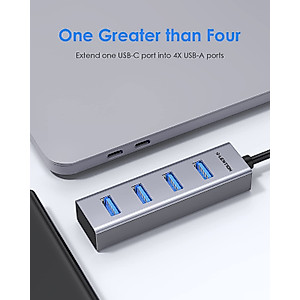 LENTION 4-in-1 USB C Hub, 4 USB 3.0 Ports, USB C to USB A Multiport Adapter for 2023-2016 MacBook Pro, Mac Air & Surface, iPad Pro, Chromebook, More, Stable Driver Certified (CB-C22s, Space Gray)