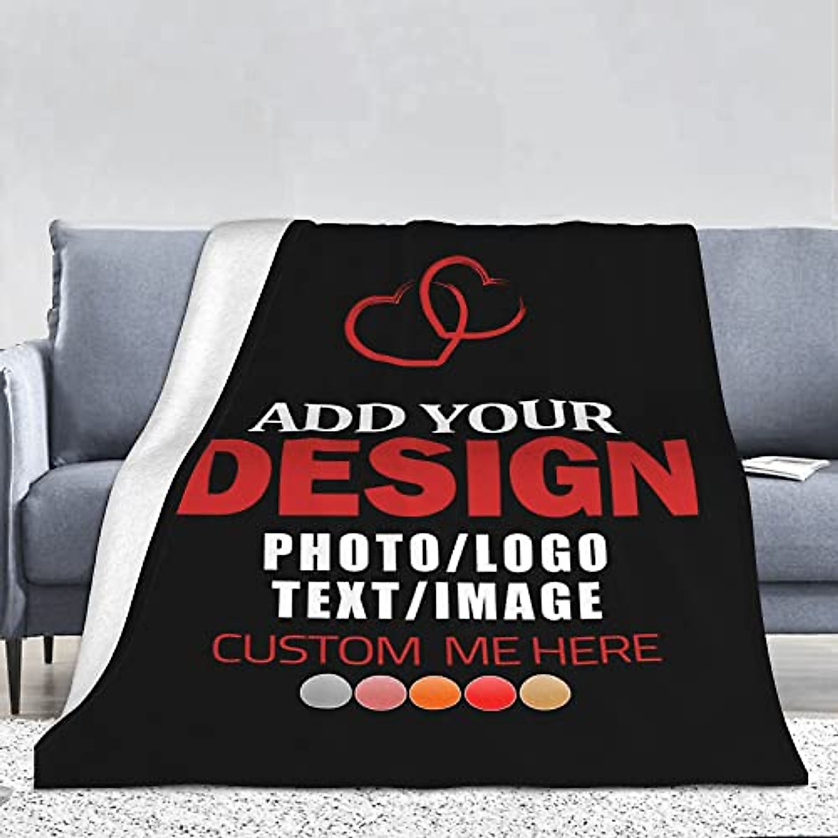 Custom Blanket with Photos Text Personalized Flannel Blanket Customized Picture Throw Blankets For Family Adult Kid Birthday Christmas Halloween Fathers Mothers Valentines Gift (Photo&Text 1, 60"x80")