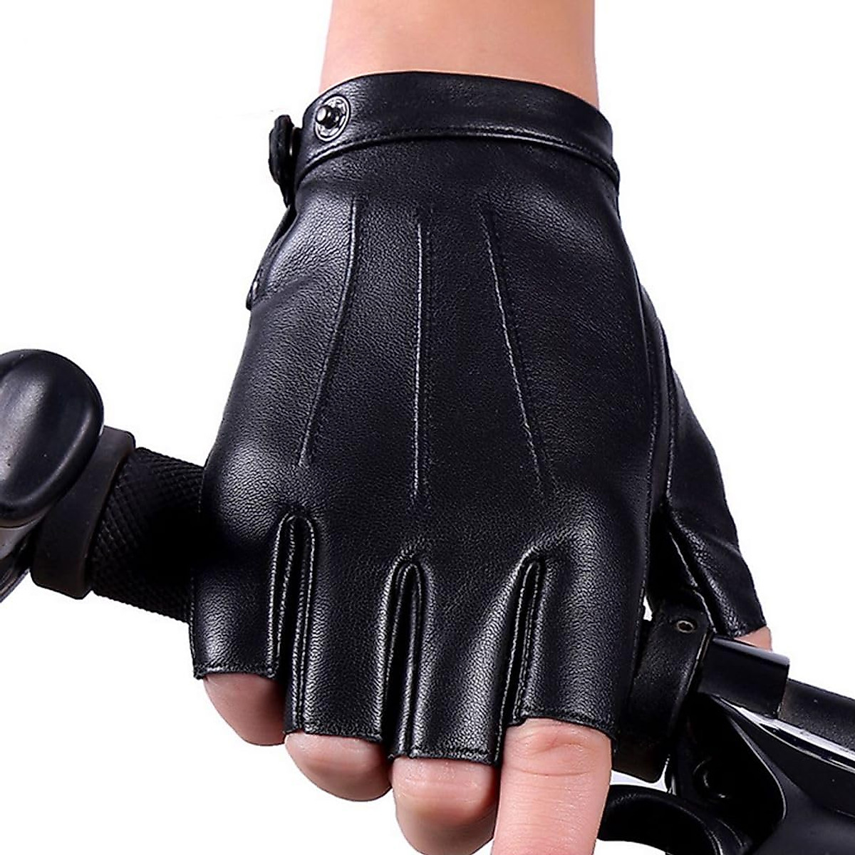 Fingerless Driving Gloves PU Faux Leather Outdoor Sport Halloween Cosplay Costume Half Finger Glove for Men Women Teens