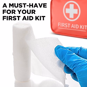 Premium Gauze Rolls - (24 Pack) - 4" x 4.1yd Breathable Rolled Gauze - Individually Wrapped + Bonus Tape - First Aid Conforming Gauze Wrap Roll for Wounds