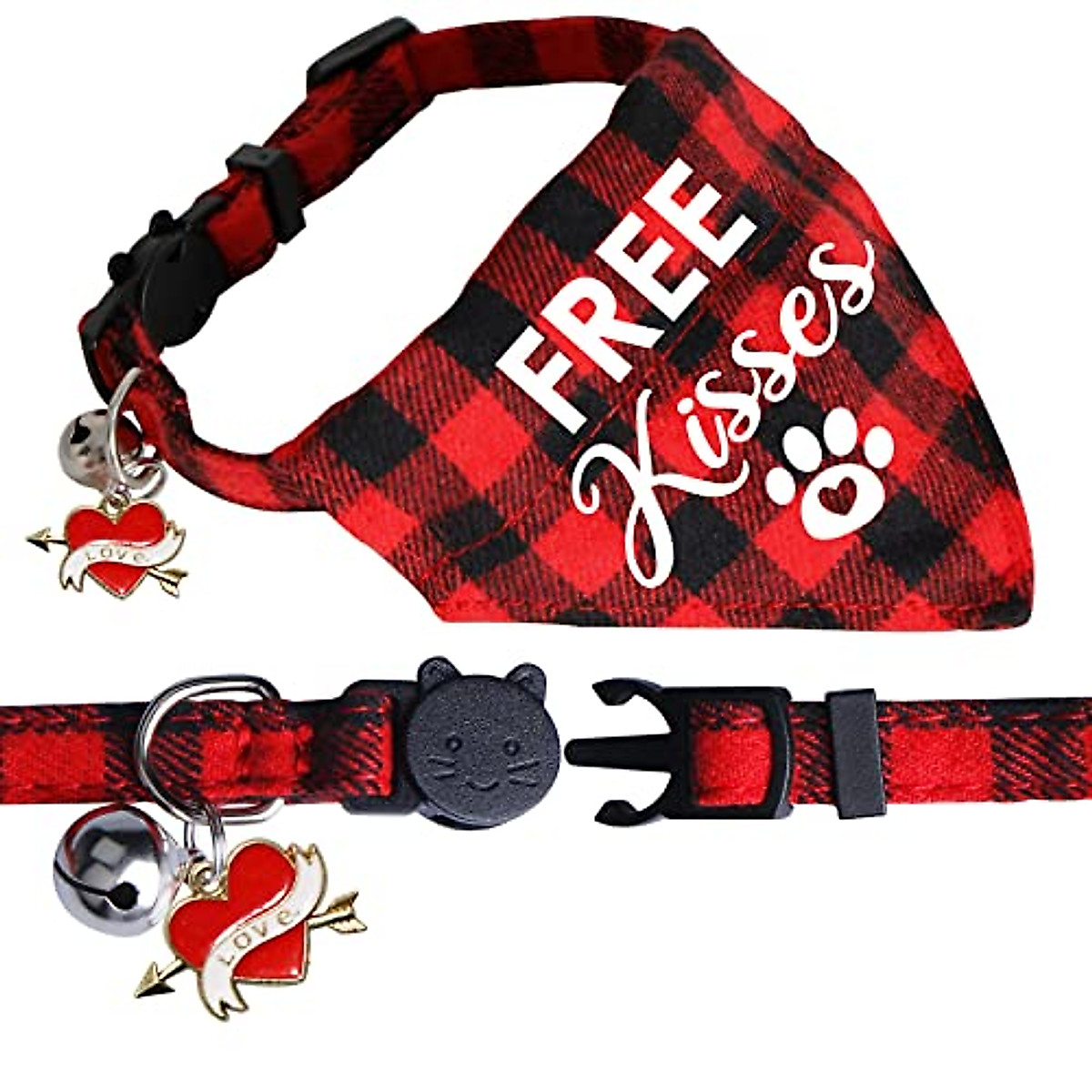 STMK Valentine's Day St. Patrick's Day Easter Cat Bandana Collar with Bell, Breakaway Holiday Cat Kitten Bandana Collars with Bell for Holiday Cats Kittens Costumes (Holiday Cat Bandana Collars)