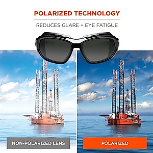 Ergodyne Skullerz Loki Convertible Polarized Safety Sunglasses, Smoke Lens-Includes Gasket and Strap to Convert to Goggle, Polarized Smoke Lens, Black Frame
