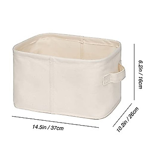 YONBEN Decorative Basket Rectangular Fabric Storage Bin Organizer Basket with Handles for Clothes Storage (14.5 x 10.2 x 6.2, Beige)