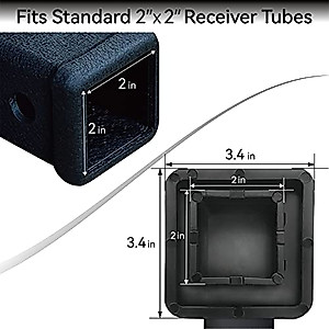 EYOUHZ Trailer Hitch Cover for 2 Inch Universal Receiver Compatible with Pickups Trucks SUVs MPVs Vans Sedans Cars, Tow Tube Plug Rubber Cap 2 Pack（Black