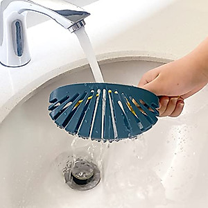 SDUSEIO Kitchen Sink Shelf Soap Sponge Drain Rack Holder Hanging Basket Storage Kitchen Organizer Sink Accessories Sink Caddy for Kitchen Bathroom, (Blue）