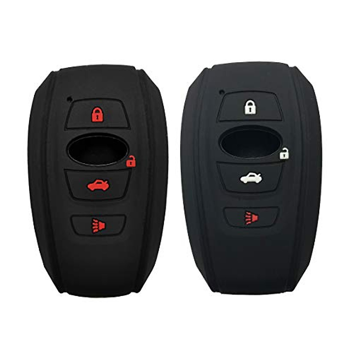2Pcs Key Fob Cover Case Protector Fit for 2018 2017 Subaru Outback Legacy Forester Sti XV Crosstrek Impreza BRZ WRX Keyless Entry Remote Fob Skin Jacket Holder (1 Black with Red + 1 Black with White)