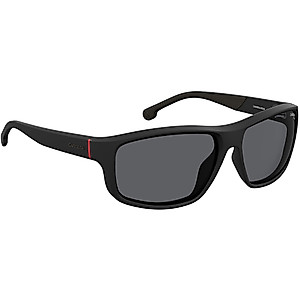 Carrera Men's 8038/S Rectangular Sunglasses, Black/Polarized Gray, 61mm, 15mm
