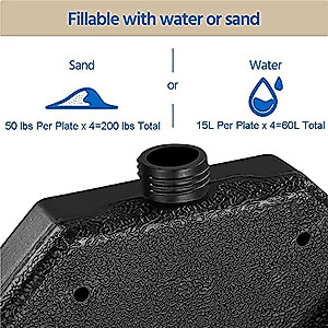 Yaheetech 4-Piece Umbrella Base Outdoor Umbrella Stand Square Shaped Cantilever Offset Filled with Water or Sand for Garden, Backyard and Poolside, Black