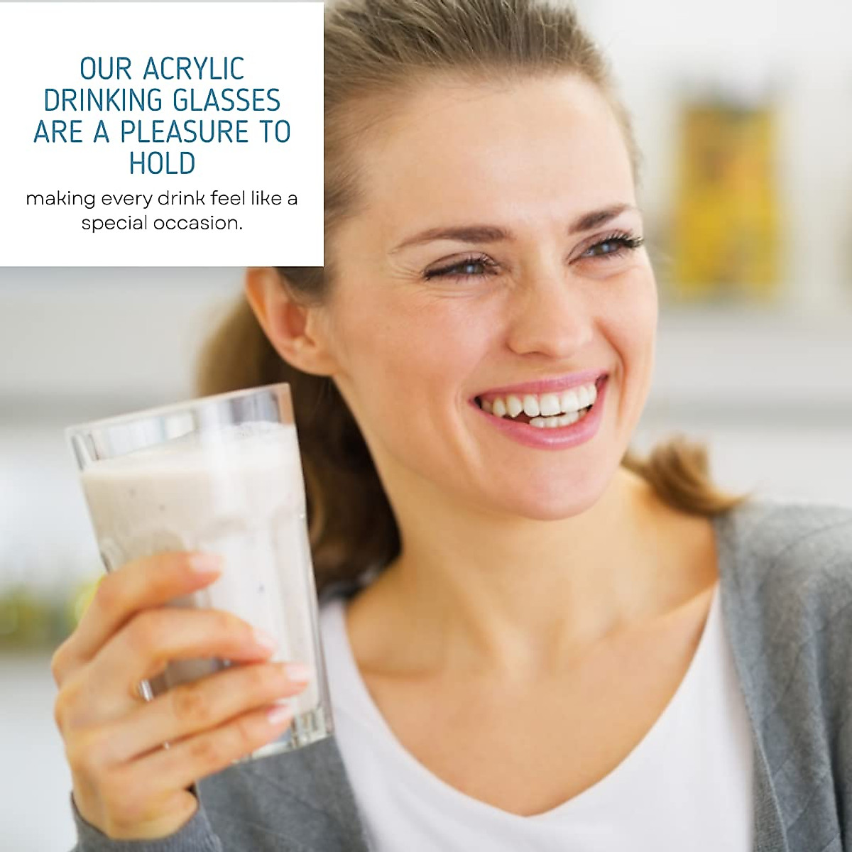 12 Oz Drinking Glasses Tritan Acrylic Cups Set By Decor Works - Glassware Plastic Tumblers - Water Glasses Acrylic Glasses - BPA Free & Durable - Dishwasher Safe Drinking Glasses Set Of 6