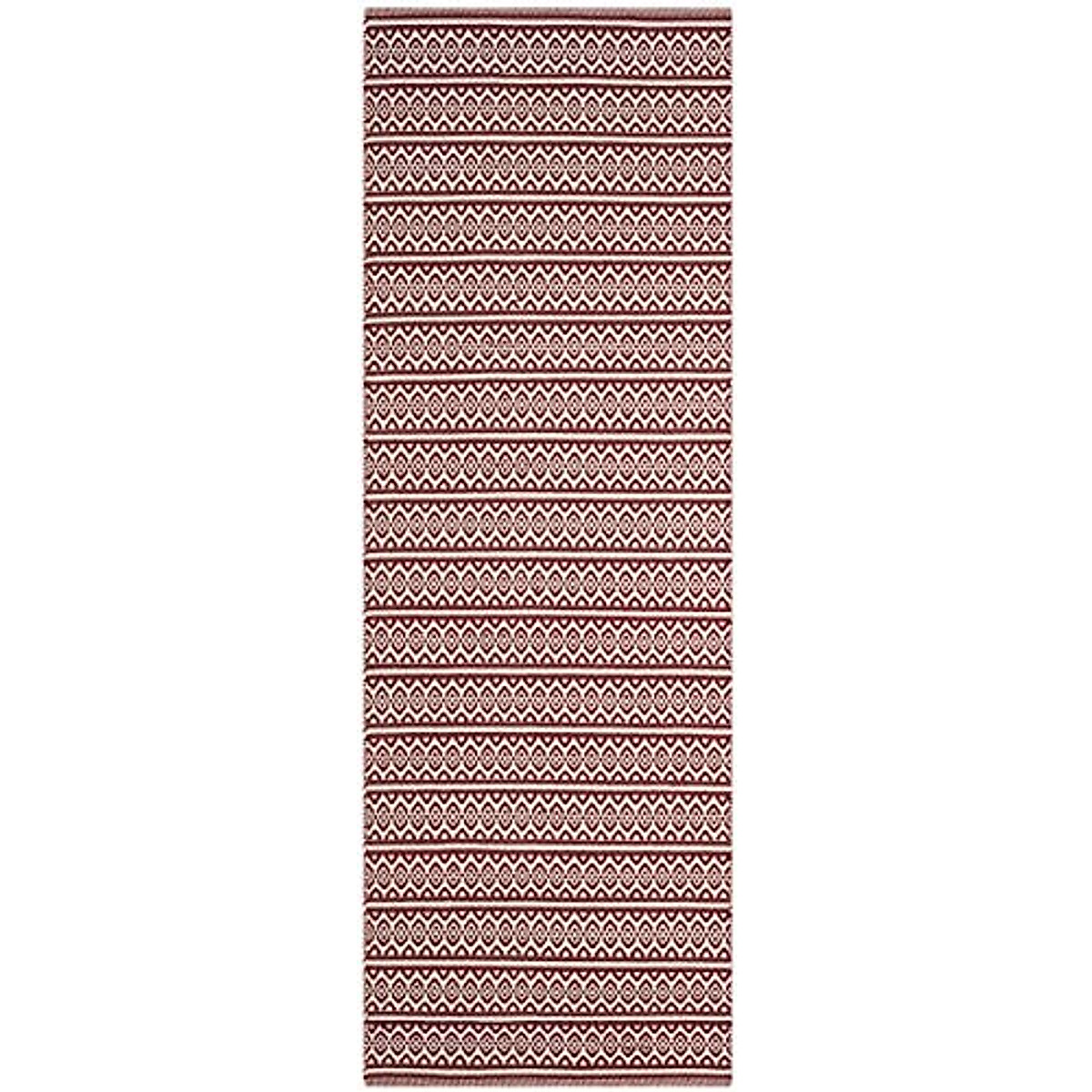 SAFAVIEH Montauk Collection Runner Rug - 2'3" x 8', Ivory & Red, Handmade Flat Weave Boho Farmhouse Cotton, Ideal for High Traffic Areas in Living Room, Bedroom (MTK341C)