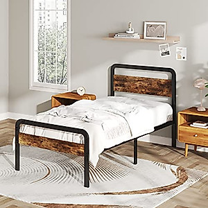 Upcanso Twin XL Bed Frame with Wood Headboard and Footboard, Platform Twin XL Bed Frames No Box Spring Needed with Heavy Duty Slats for Kids, Easy Assembly