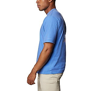 Columbia Men's PFG Carey Chen Graphic Short Sleeve, Vivid Blue/Offshore Slam, Small