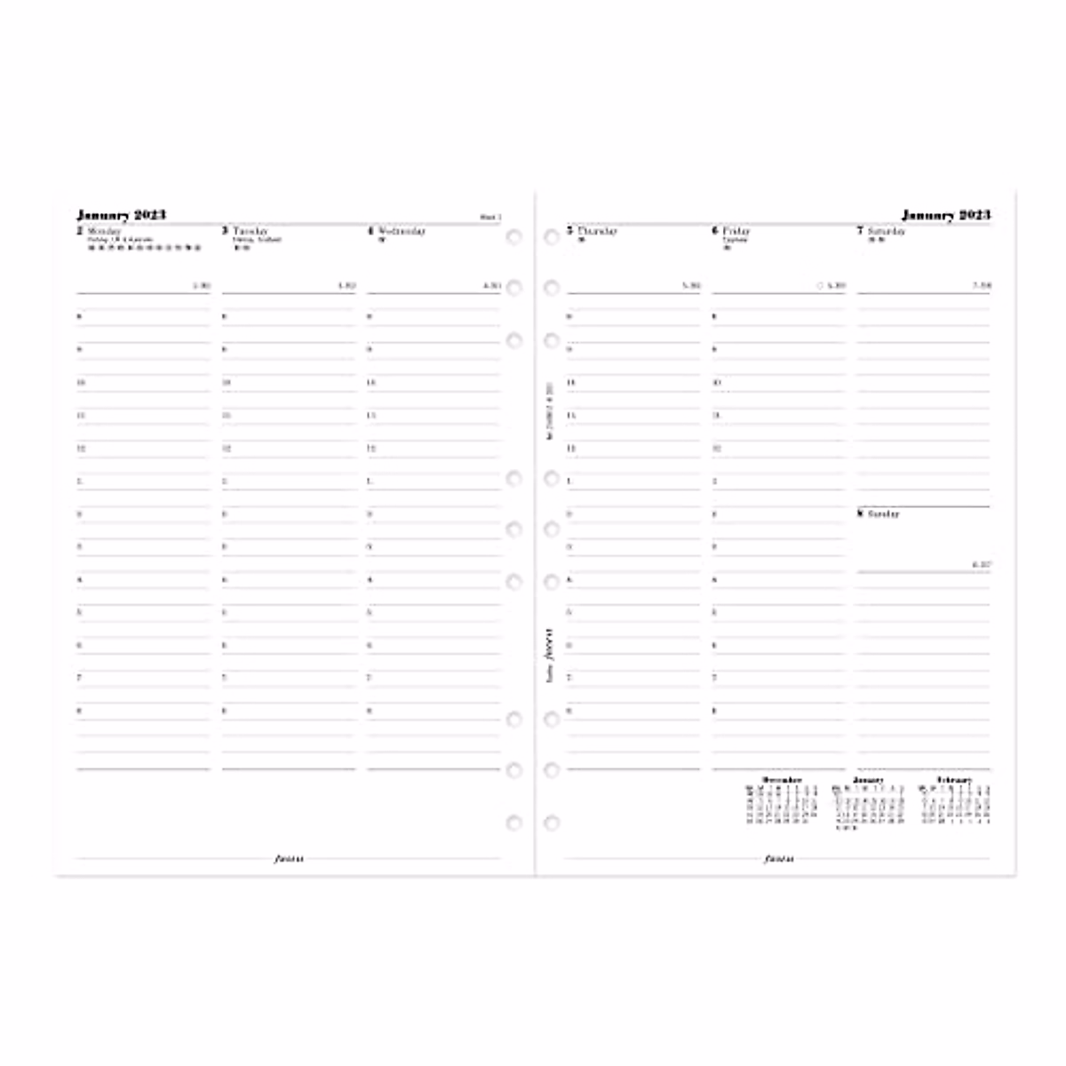 Filofax Refill, Deskfax, Week-to-View with Appointments, White Paper, English, 2023 (C68612-23), 7 inches X 10 inches